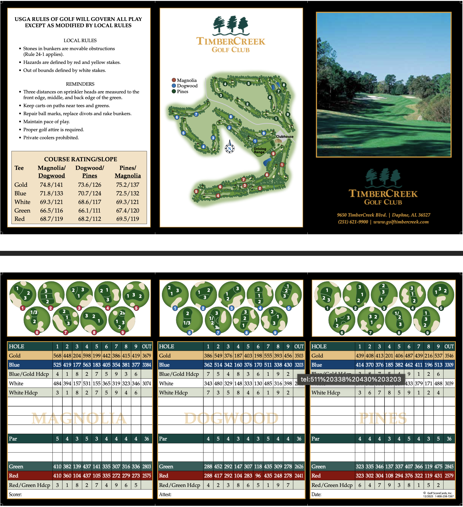 Scorecard – TimberCreek Golf